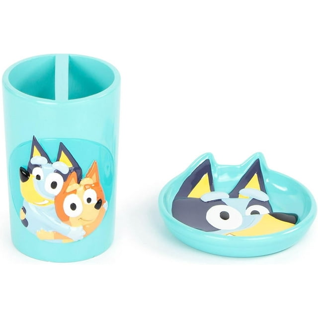 BBC Bluey Outdoor Adventure 2 Piece Soap Dish & Toothbrush Holder Set ...