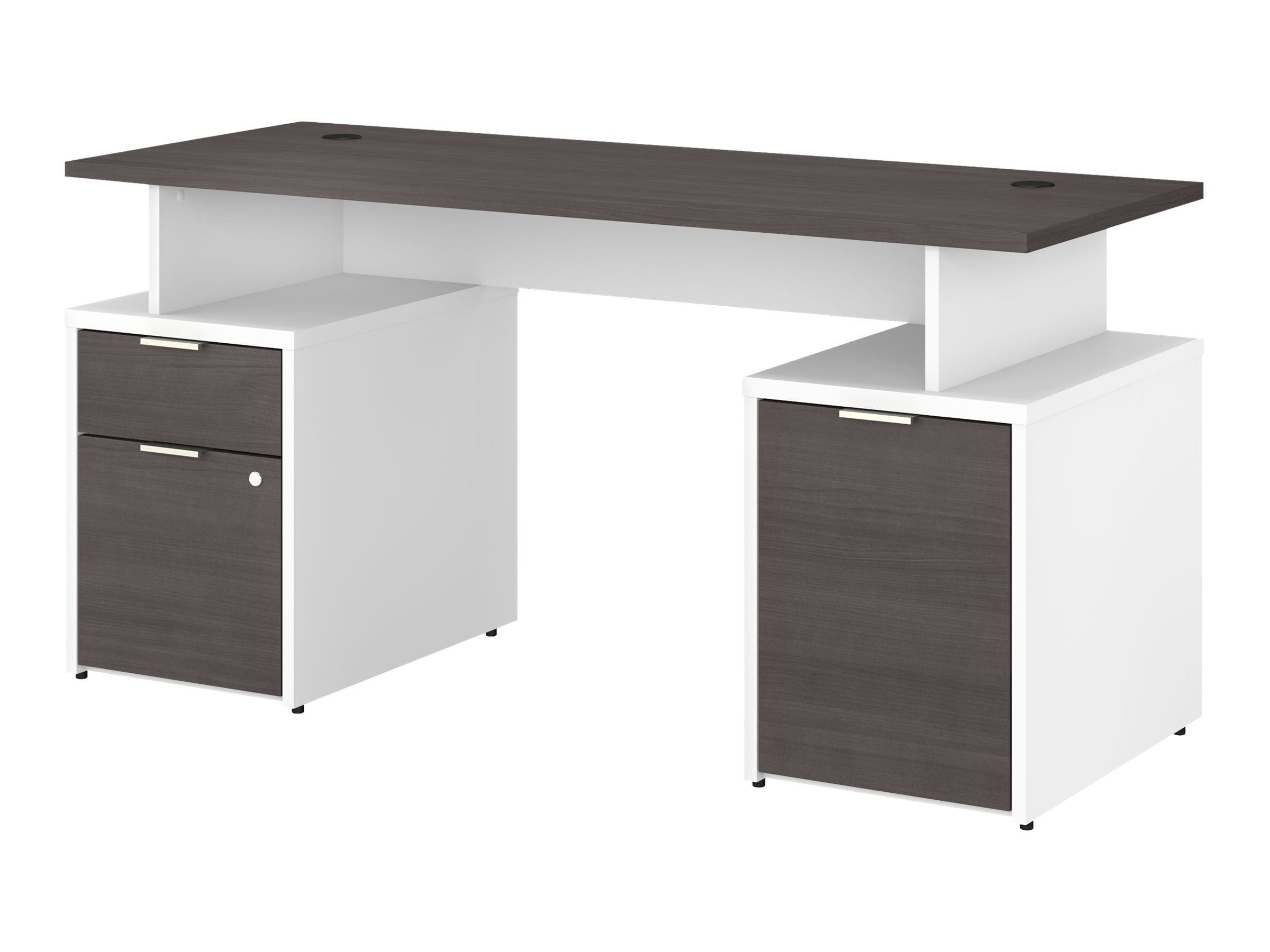 BBF Jamestown - Pedestal desk - rectangular - storm gray - white, storm ...
