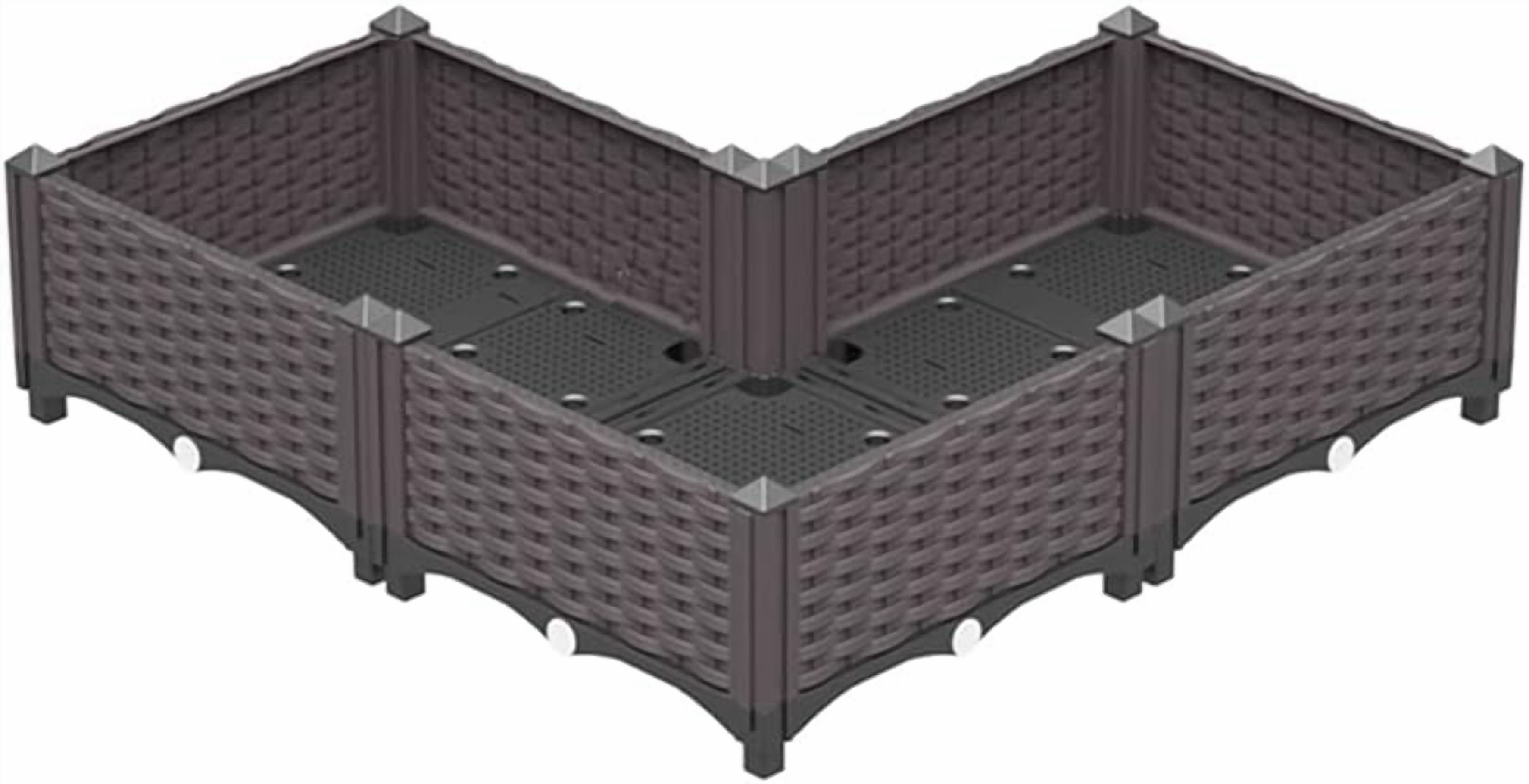 BBGS Stackable Plastic L-Shaped Garden Flower Plant Planter Raised ...