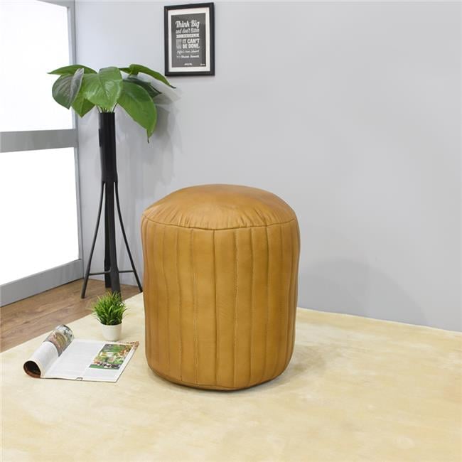 BBH Homes UBBBBACPF08SC01B4HS 16 x 16 x 16 in. Recycled Foam Solid Handmade Leather Round ...