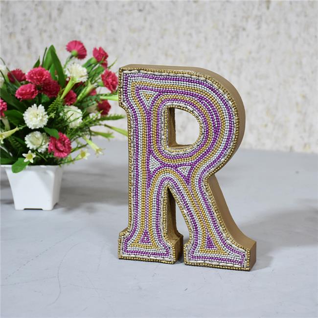 BBH Homes UBBBMH6273SCRHS R Alphabet Handmade Letter Block Eco-Friendly Wall Decor, Gold with ...