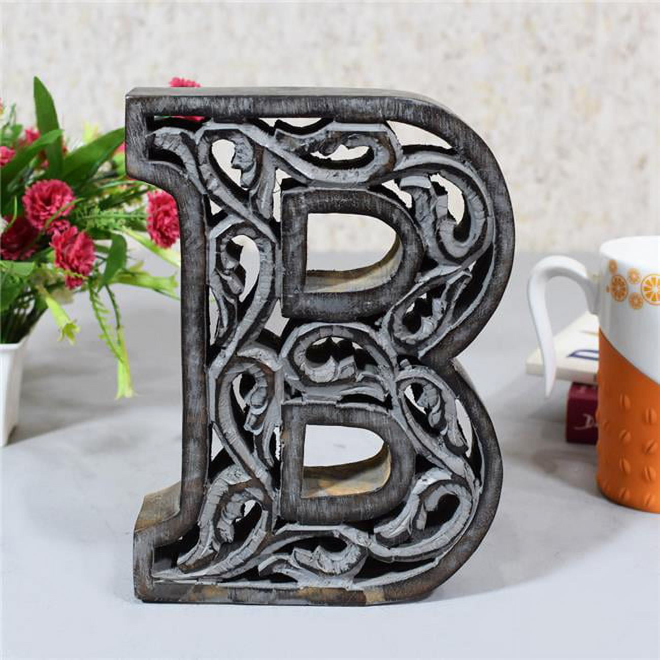 BBH Homes UBBBMH6284SCBHS B Alphabet Handmade Letter Block Eco-Friendly ...
