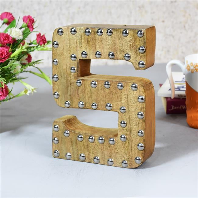 BBH Homes UBBBMH6296SCSHS S Alphabet Handmade Letter Block Eco-Friendly ...