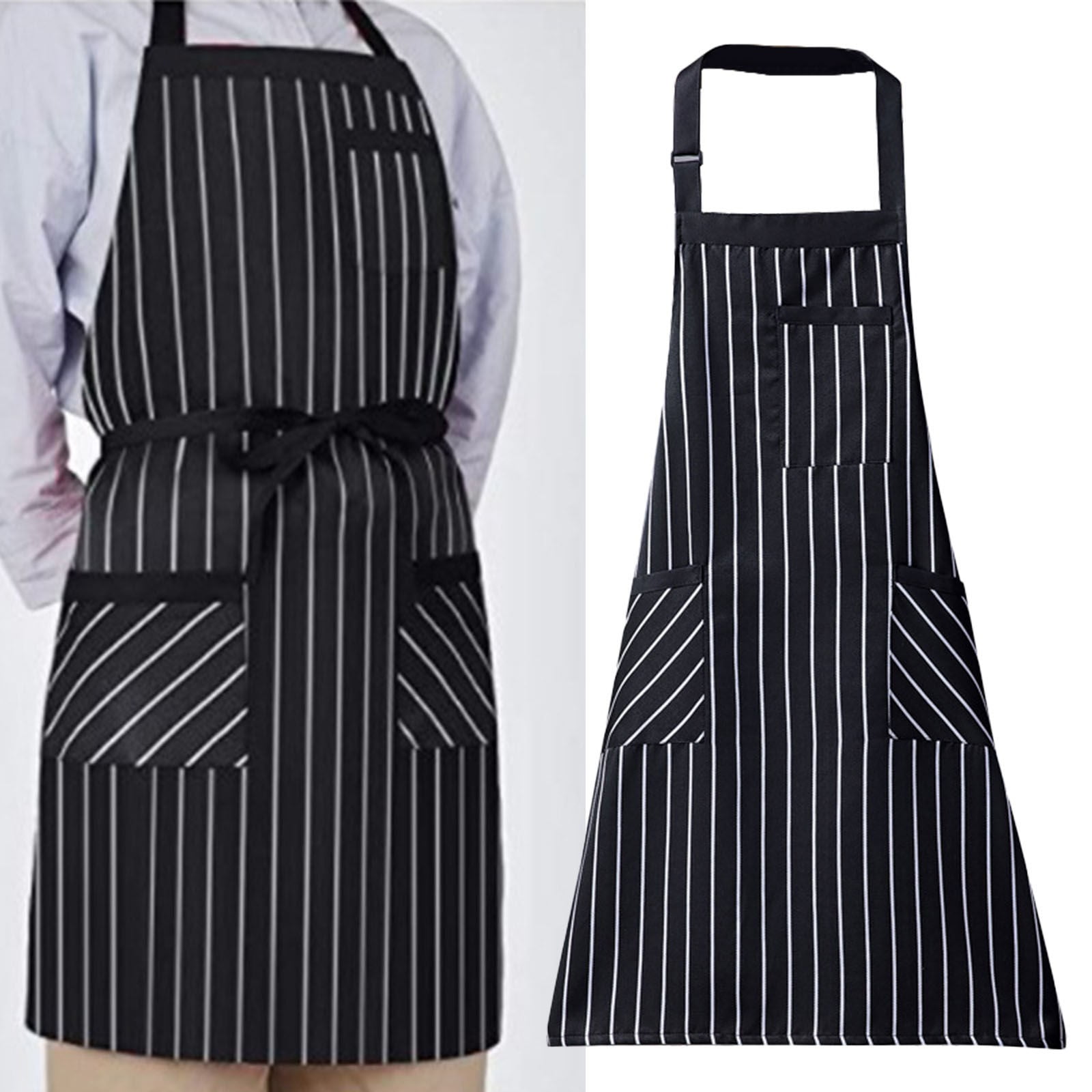 BBLCY Apron Sleeve Cotton And Linen Striped Adjustable Hanging Neck ...