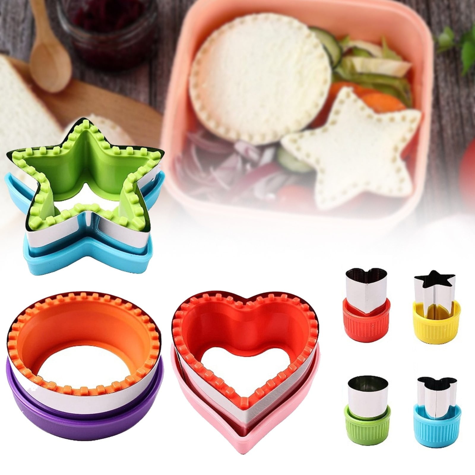 BBLCY Biscuit,Moulds Sandwich Cutter And Sealer 8 Pcs Sandwich Maker ...