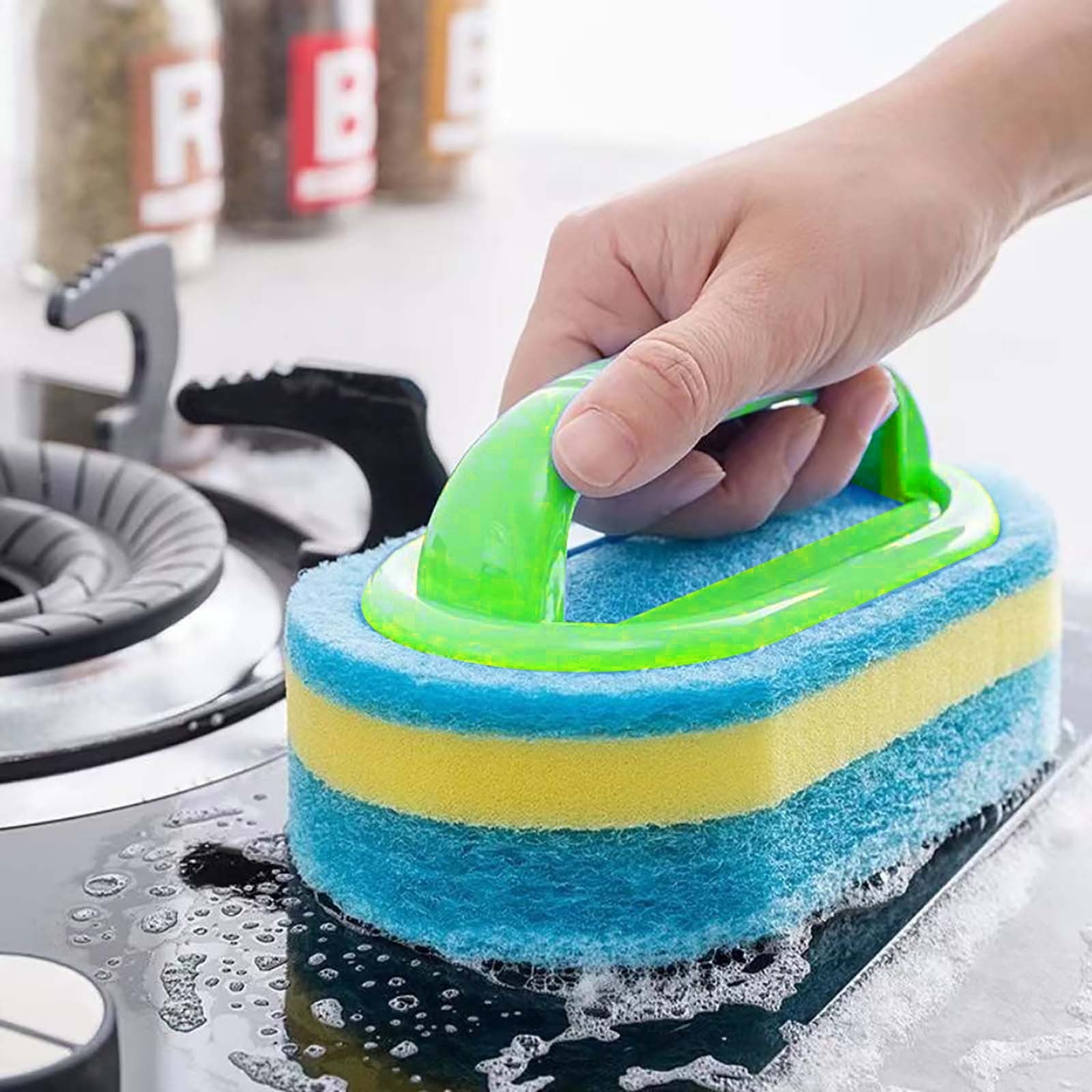 BBLCY Cleaning Brush Handle Sponge Brush Wash Basin Sponge Brush Wash ...