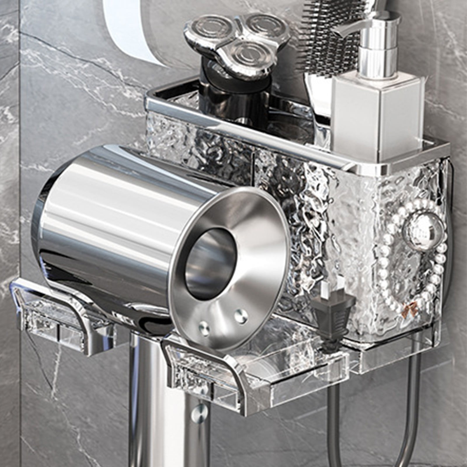 BBLCY Rack Hair Dryer Holder Wall Mounted Hair Tool Organizer Blow ...