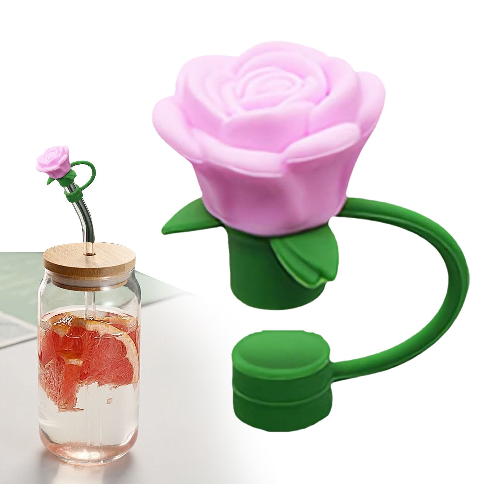 BBLCY Straw,Drinking Straws Valentine's Day Cap For Cup Rose Flower ...