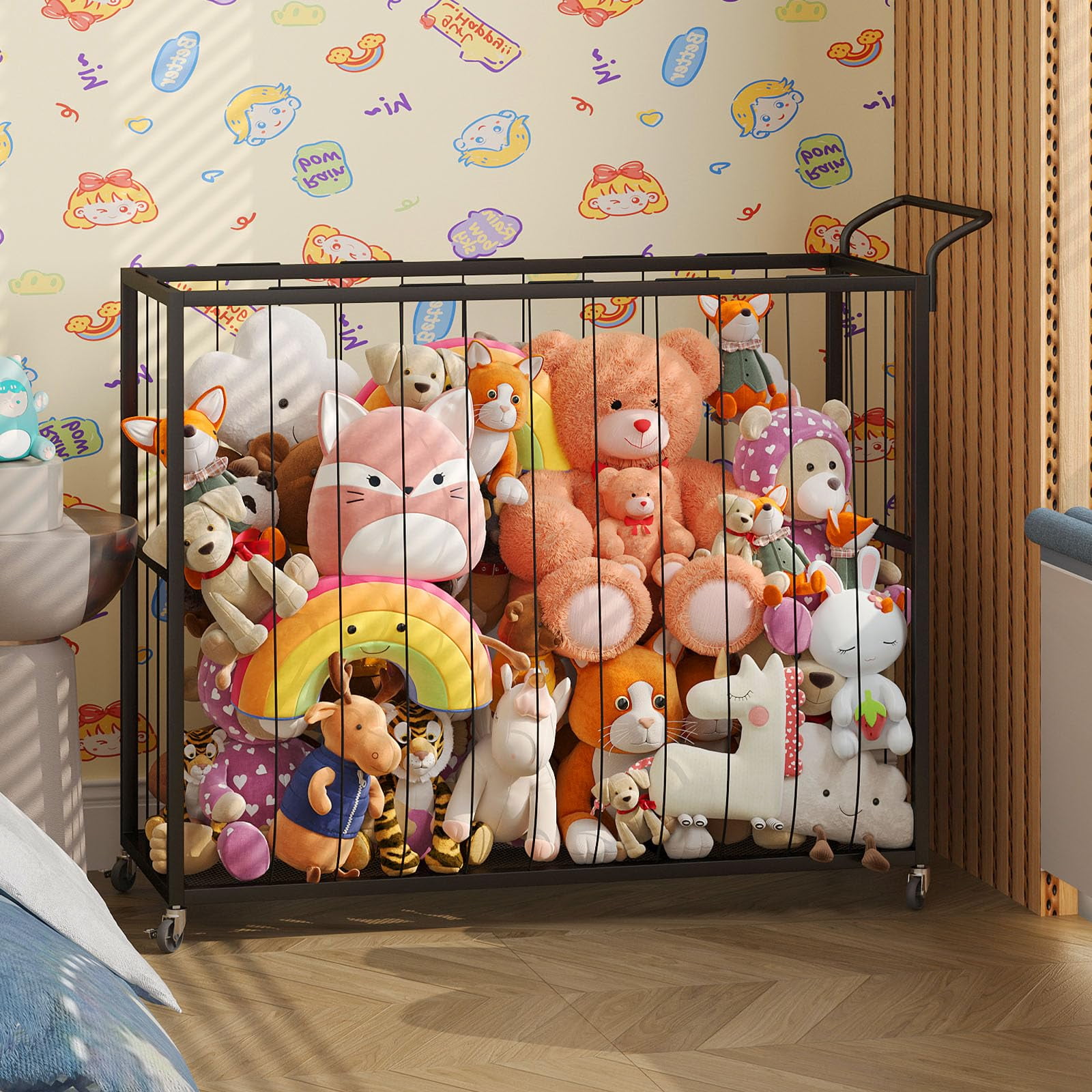 BBLIKE Stuffed Animal Storage Tower Rolling Cart - Zoo Cage Organizer ...