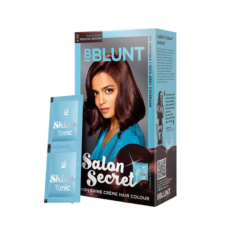 BBLUNT Salon Secret High Shine Crème Hair Colour, Reddish Brown 4.56 ...