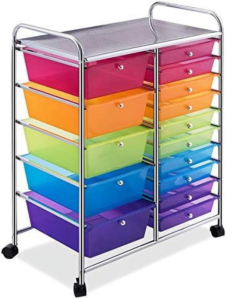 BBNBDMZ 15-Drawer Drawer Carts - Mobile Rolling Utility Cart w/Wheels ...