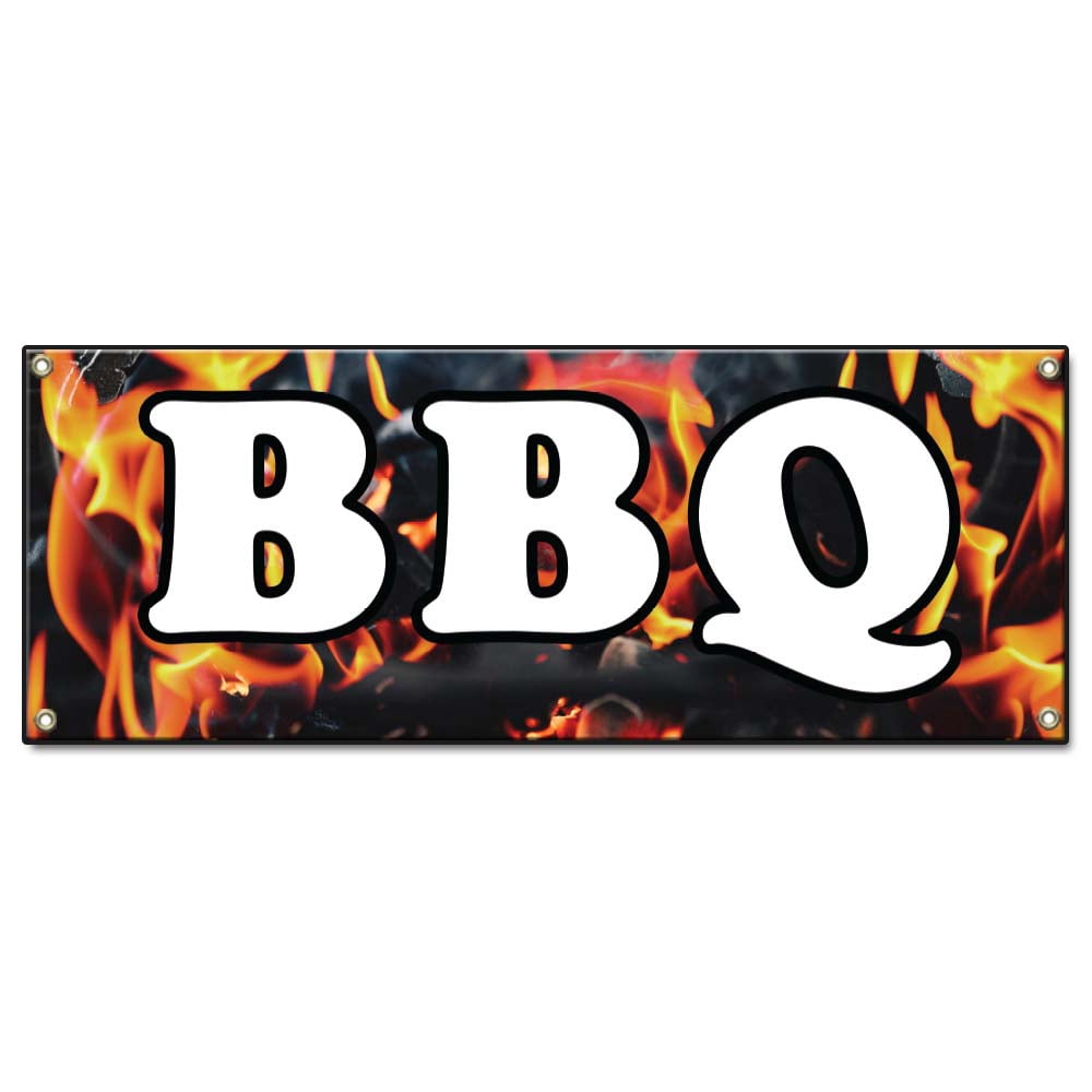 BBQ | 18" X 48" Banner | Concession Stand Food Truck Single Sided With ...