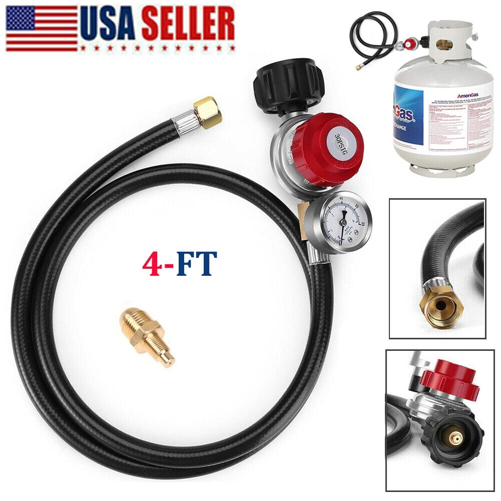 BBQ 4FT 0-30PSI Adjustable High Pressure Propane Regulator with Hose ...