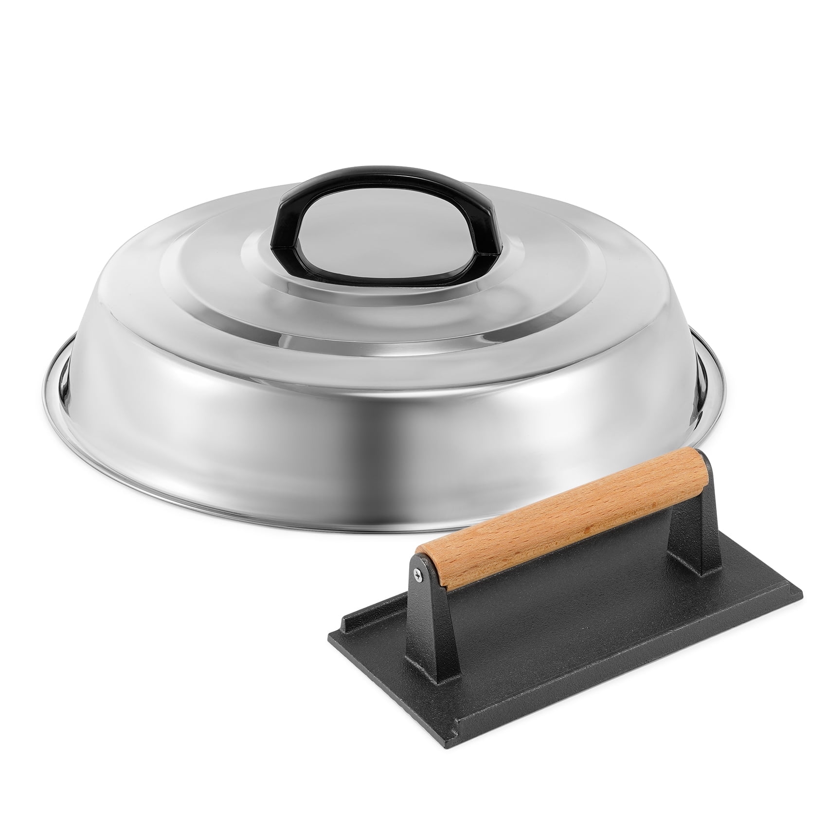 ZBXFCSH G 12 Inch Round Stainless Steel Basting Cover and Cast Iron ...