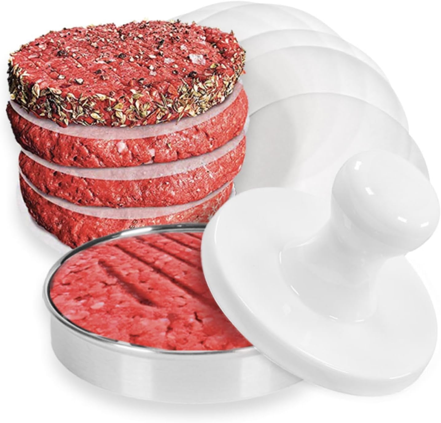 BBQ-Aid Porcelain Burger Press Round Burger Smasher for Grilling Evenly ...