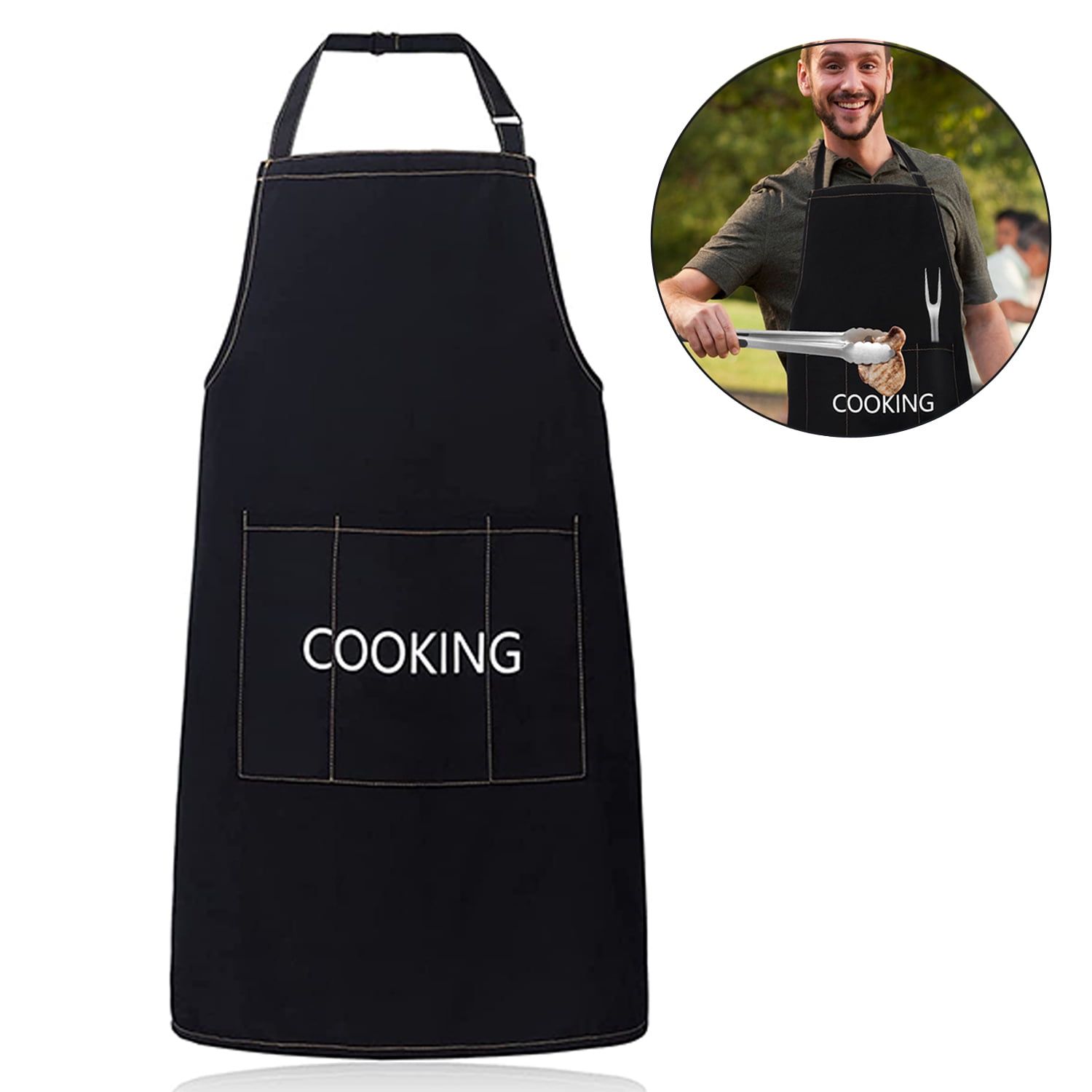 Anpro BBQ Apron, Water Resistant Chef Cooking & Grilling Apron with ...