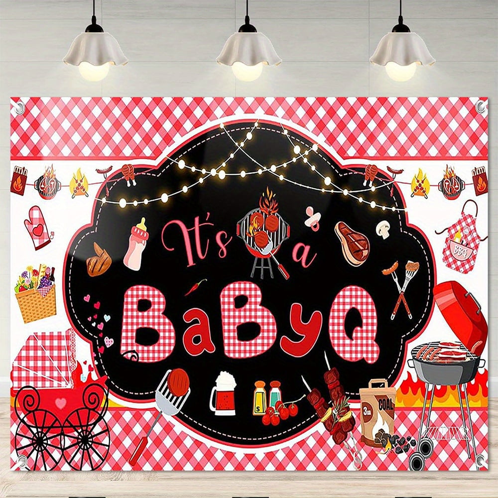 BBQ Baby Shower Backdrop It's a BabyQ Gender Reveal Newborn Photography ...
