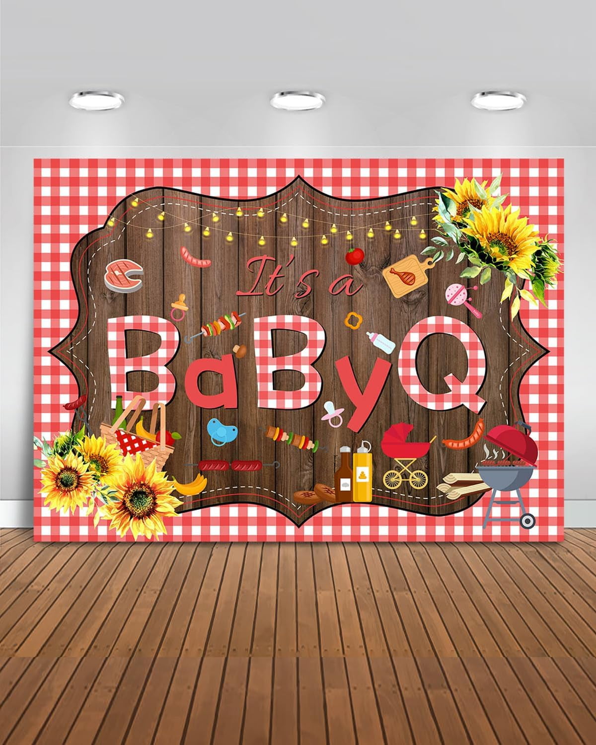 BBQ Baby Shower Backdrop Banner It’s A Baby-Q Party Decorations ...