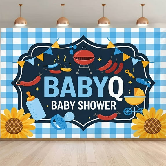 BBQ Baby Shower Backdrop It’s A BabyQ Newborn Photography Background ...