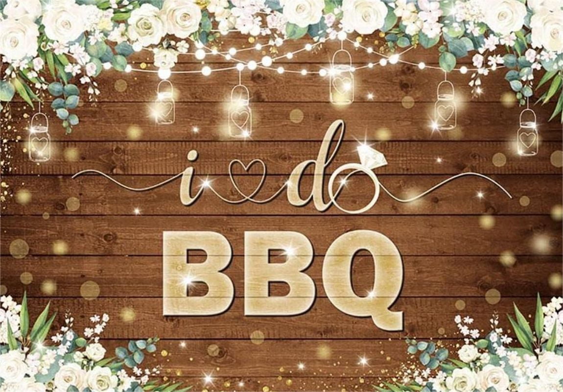 BBQ Backdrop Rustic Wooden Floor LightingRings Wedding Birthday Party ...