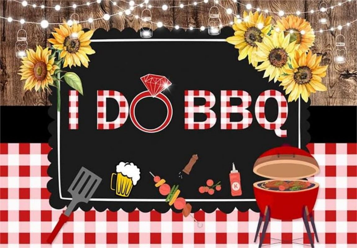 BBQ Backdrop Rustic Wooden Floor LightingRings Wedding Birthday Party ...