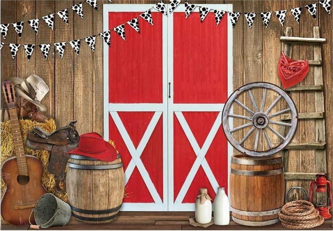 BBQ Backdrop String Lights Rustic Wooden Board Party Barbecue Baby ...