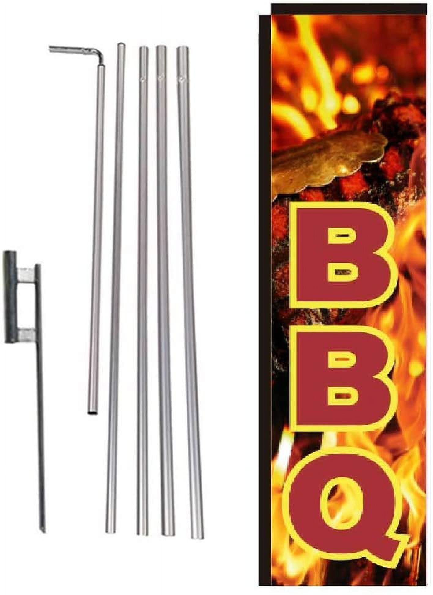 BBQ Barbecue Rectangle Feather Banner Flag with Pole Kit and Ground ...