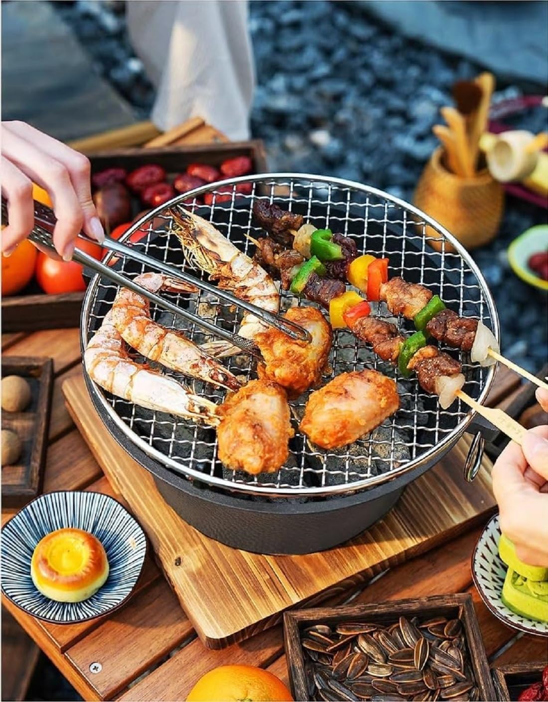 BBQ Charcoal Grill, cast iron charcoal grill, Hibachi Grill, Mini ...