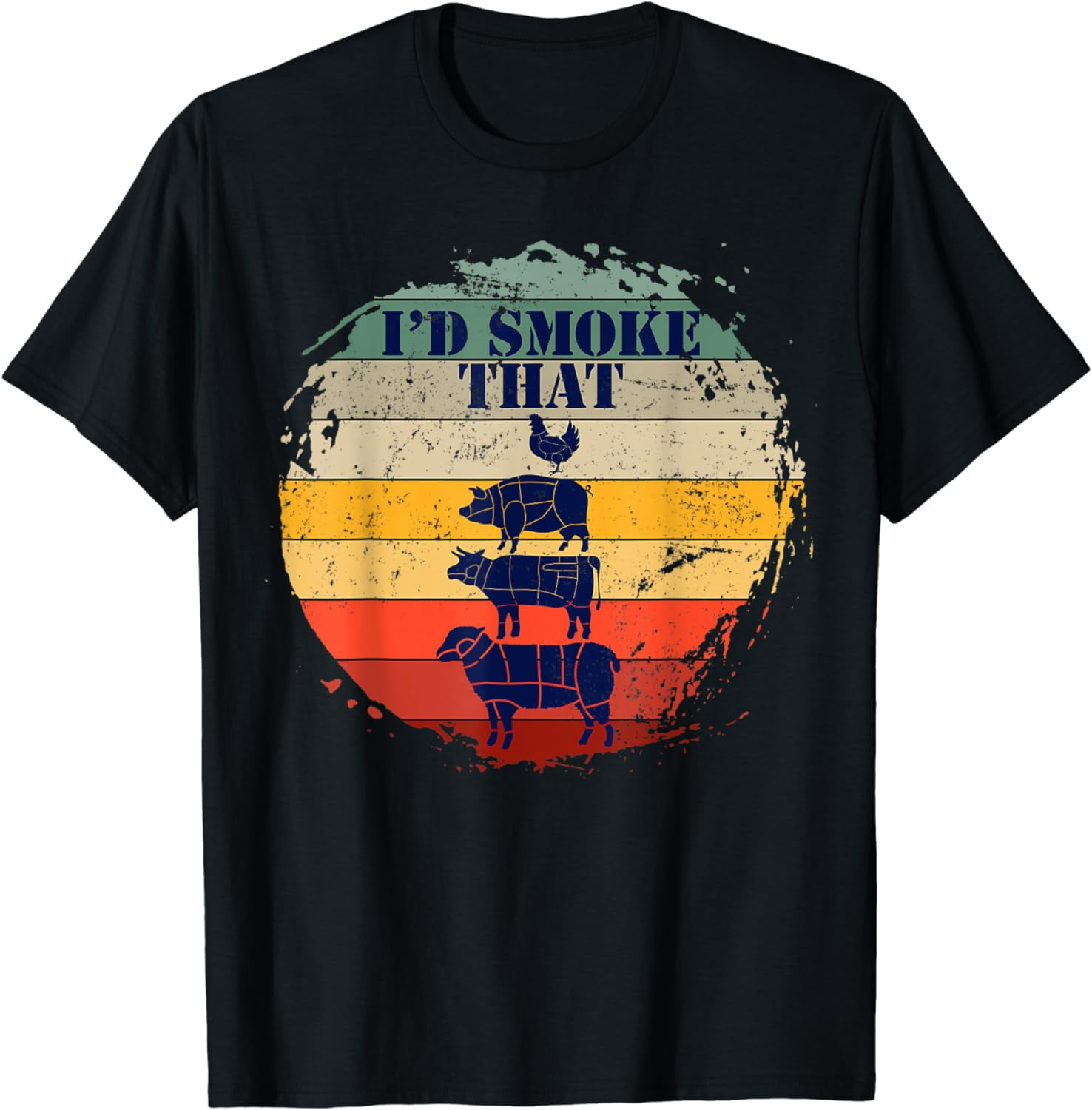 BBQ Chef Id Smoke That Grillmaster Gift Retro Barbecue T-Shirt ...