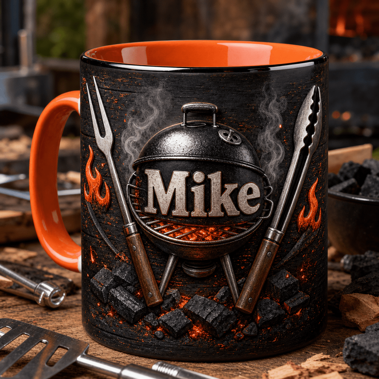 BBQ Dad Custom Mug Personalized Accent Mug for Grill Master Father's ...