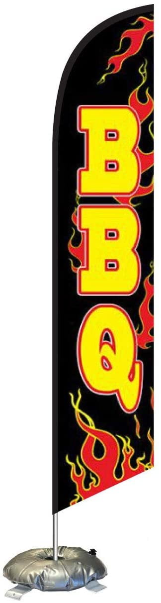BBQ Feather Flag Kit with Cross-Base and Weight-Donut, Outdoor ...