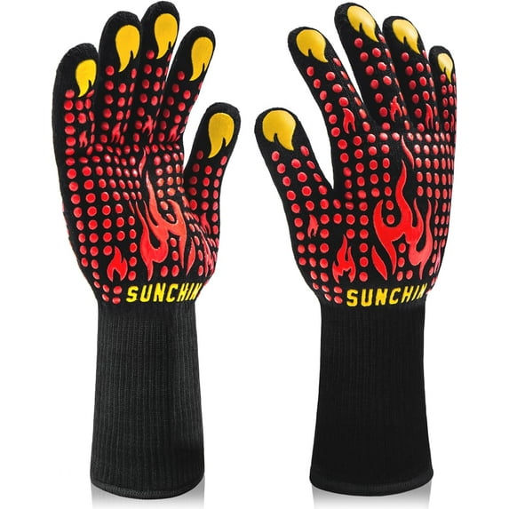 BBQ Fireproof Gloves, Grill Cut-Resistant 1472°F Heat Resistant Gloves ...
