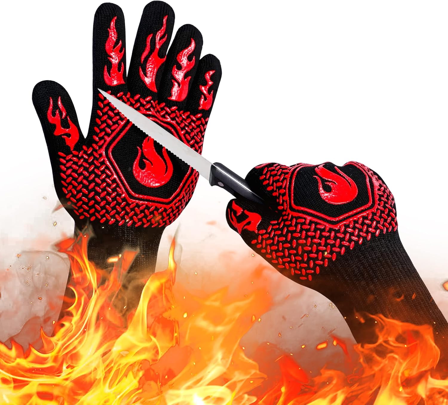 DEKEones Fireproof, Cut-Resistant Grill Gloves, Black - Walmart.com
