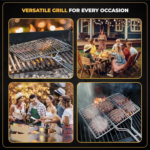 BBQ Fish Grill Basket for Outdoor Grill, Stainless Steel Vegetable ...