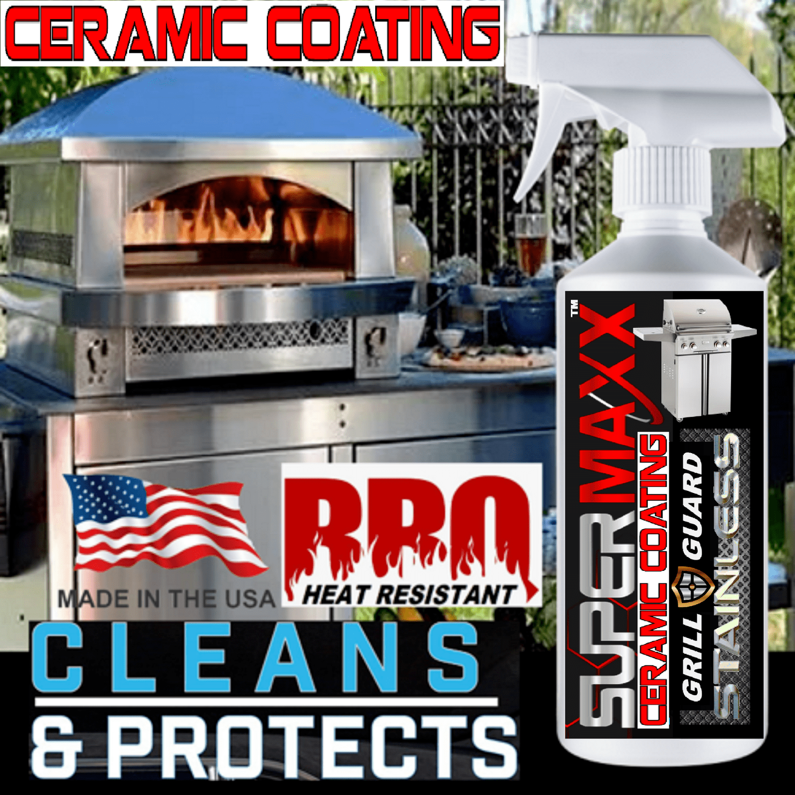 BBQ GRILL CLEANER POLISH CERAMIC COATING STAINLESS STEEL ALL SURFACE ...