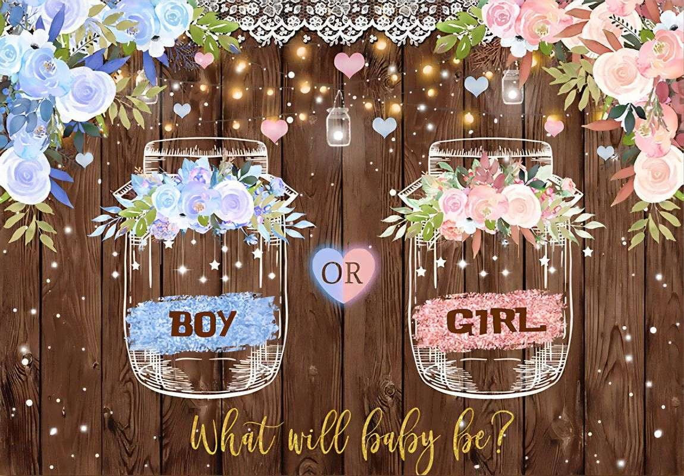 BBQ Gender Reveal Backdrop He or She Boy or Girl Baby Shower Birthday ...