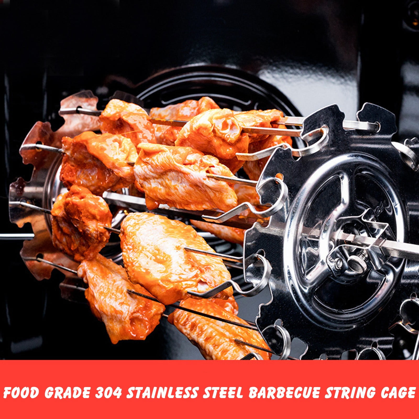 BBQ Grill Cage Stainless Steel Roaster Needle Cage Kitchen Air Fryer ...