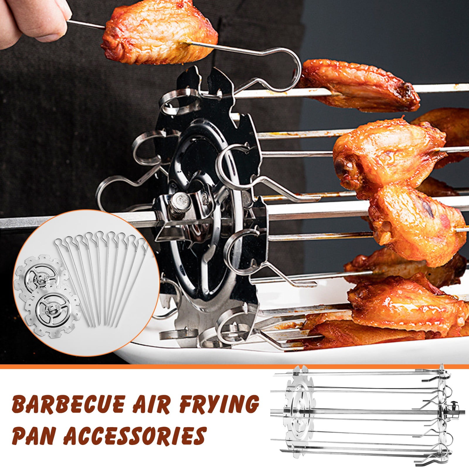 BBQ Grill Cage Stainless Steel Roaster Needle Cage Kitchen Fryer ...