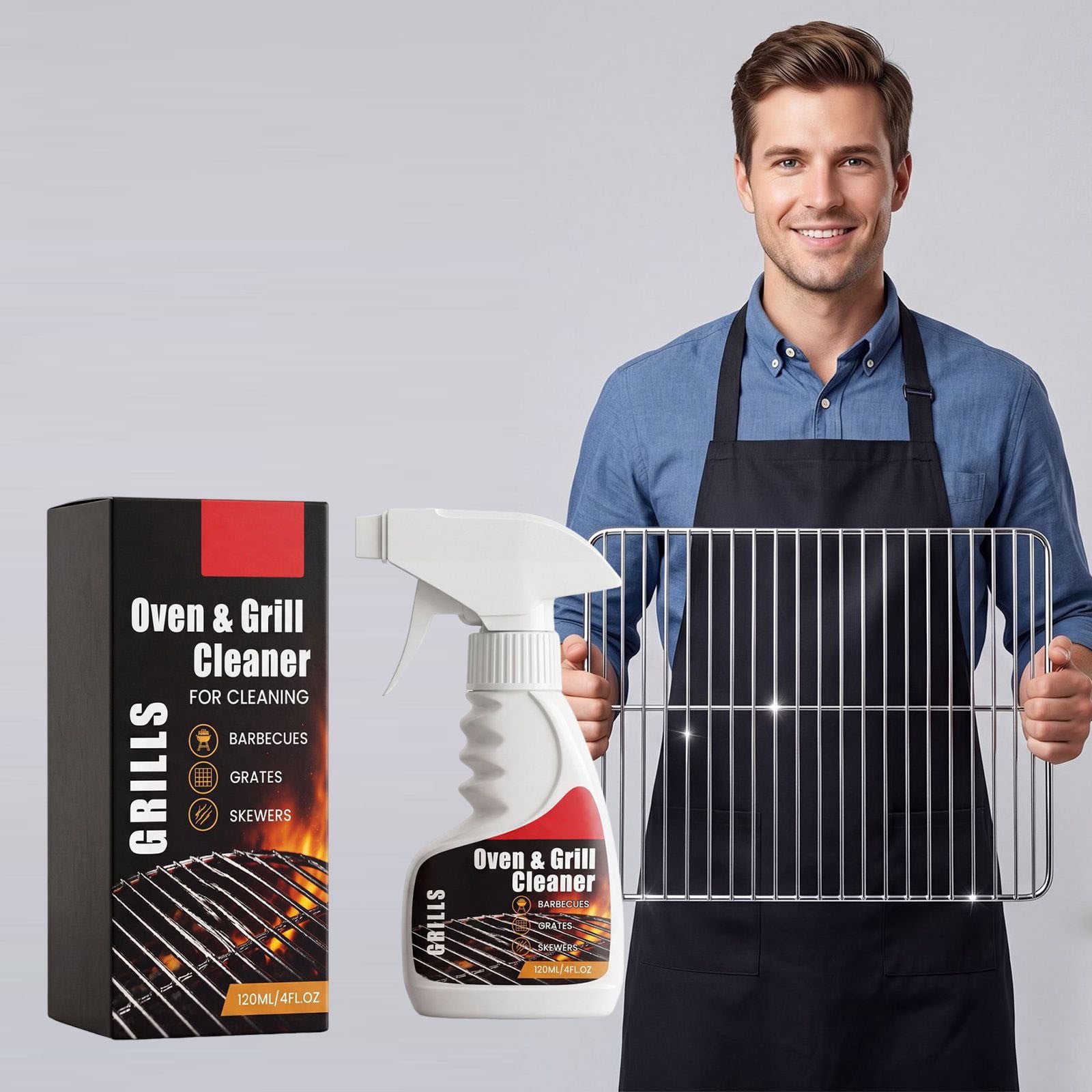BBQ Grill Cleaner Spray 120ml Kitchen Stain Grease Remover for Baking ...