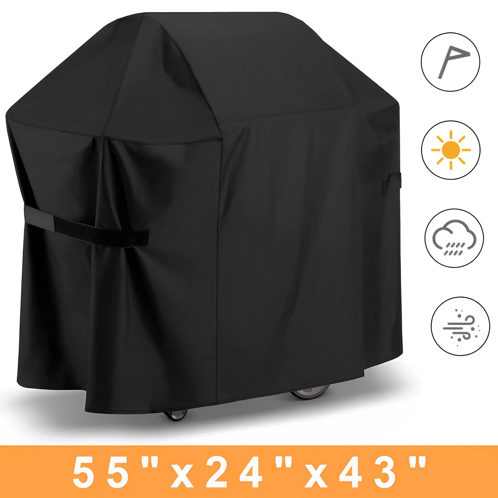 BBQ Grill Cover, 55 Inch Heavy Duty Waterproof Grill Cover for Backyard ...