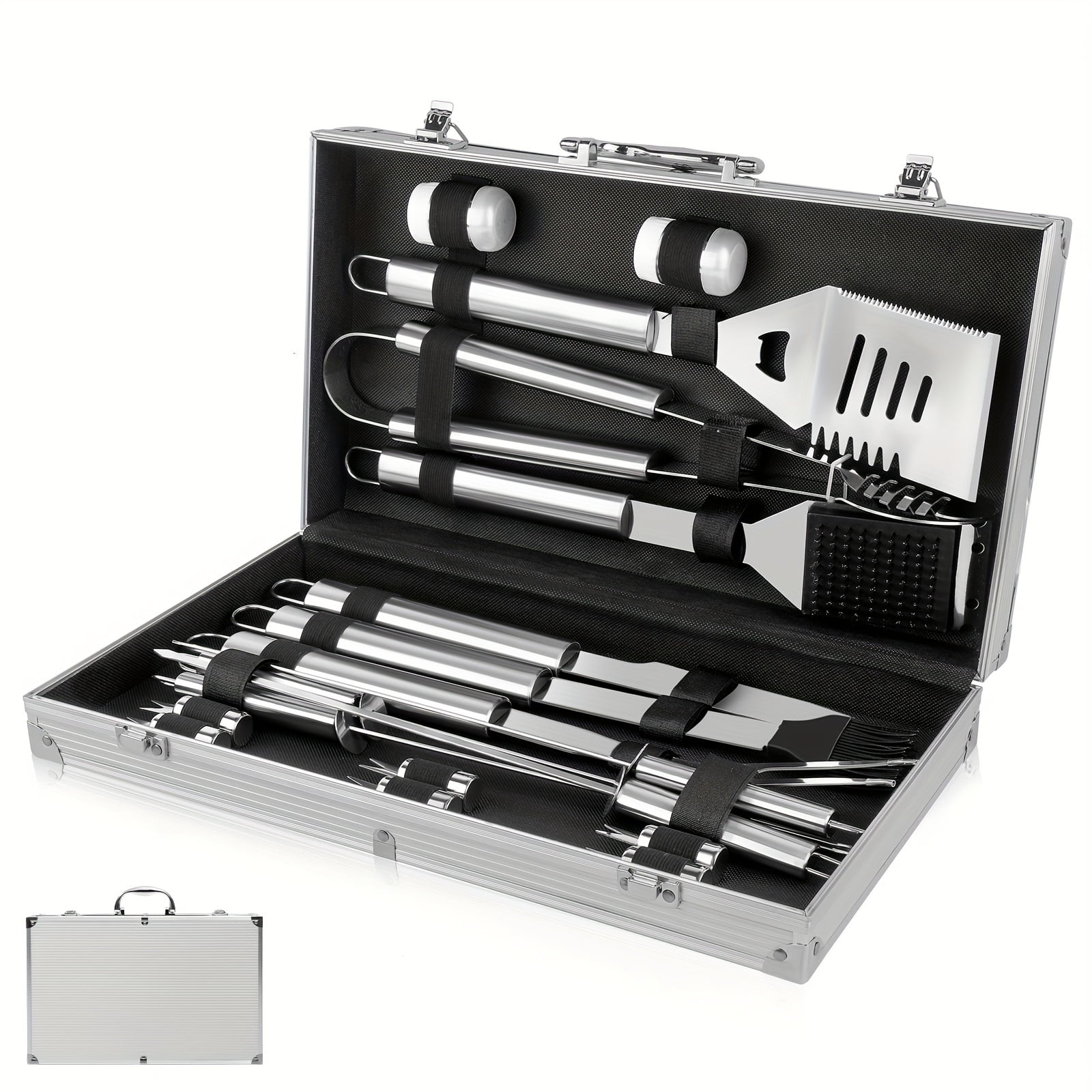 BBQ Grill Gear Set Heavy Duty BBQ 26 Accessories Stainless Steel BBQ ...