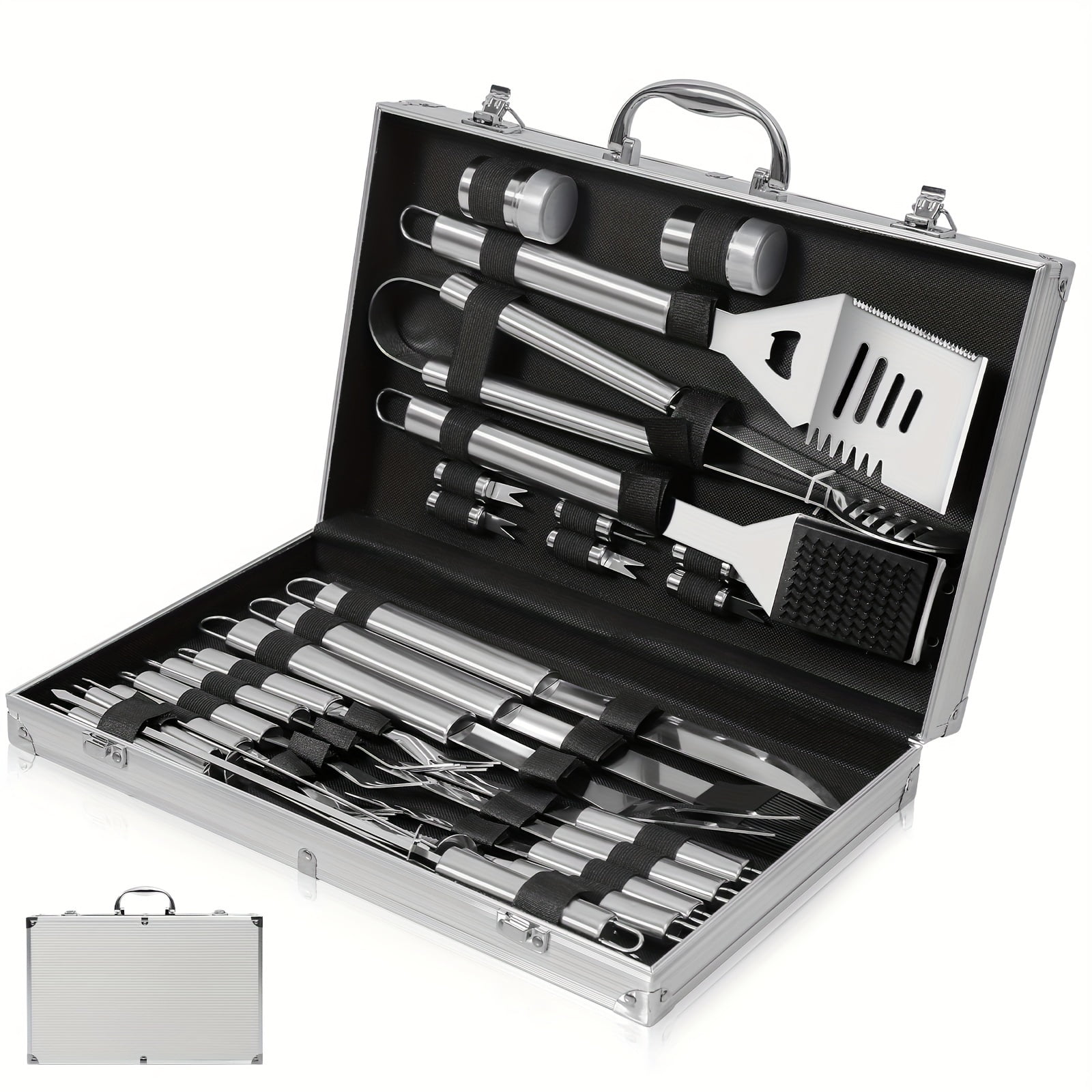 BBQ Grill Gear Set Heavy Duty BBQ 26 Accessories Stainless Steel BBQ ...