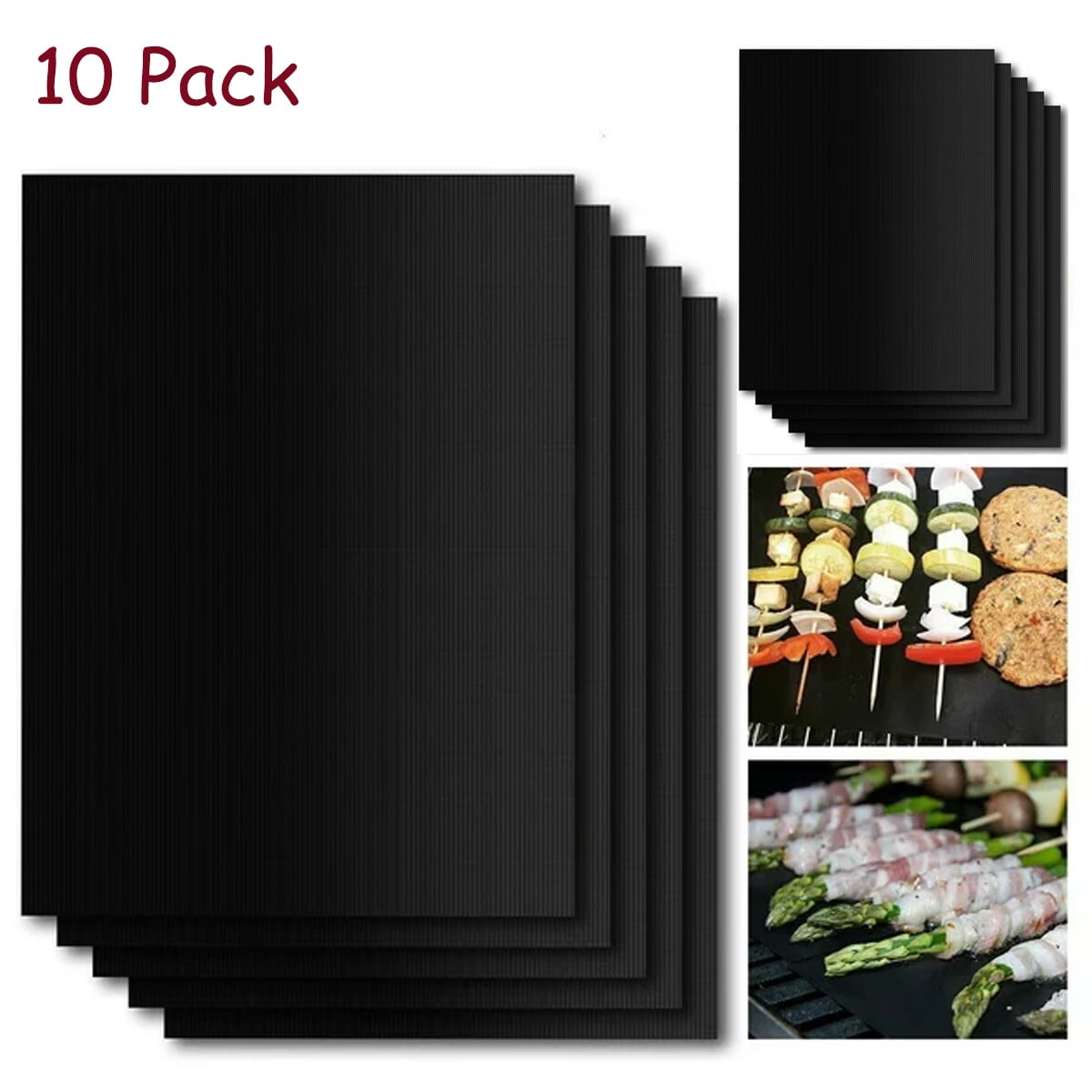 10 Pack Grill Mat Heavy Duty Grill Mats Non Stick, BBQ Outdoor Grill ...