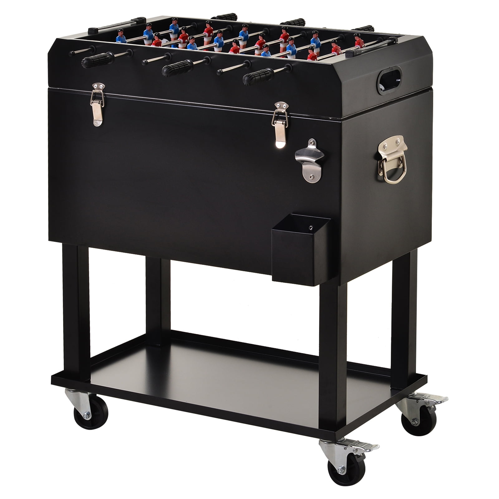 BBQ Grill Outsunny 68QT Patio Cooler Ice Chest with Foosball Table Top ...