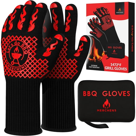 BBQ Grill & Oven Gloves 1472°F Heat Resistant – Fireproof, Non-Slip ...
