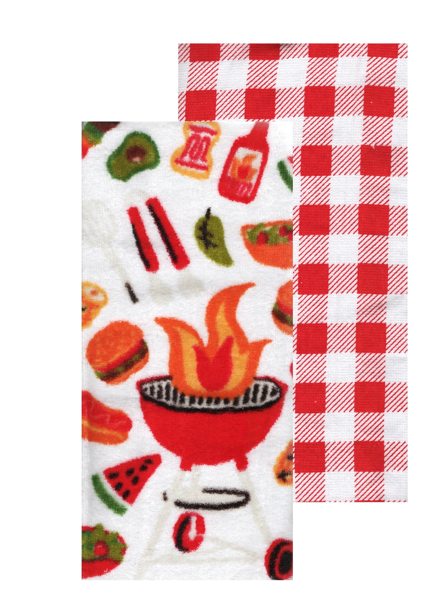 BBQ Grill Party Kitchen Towels, 2 Piece Summer Cookout Multi-Color ...