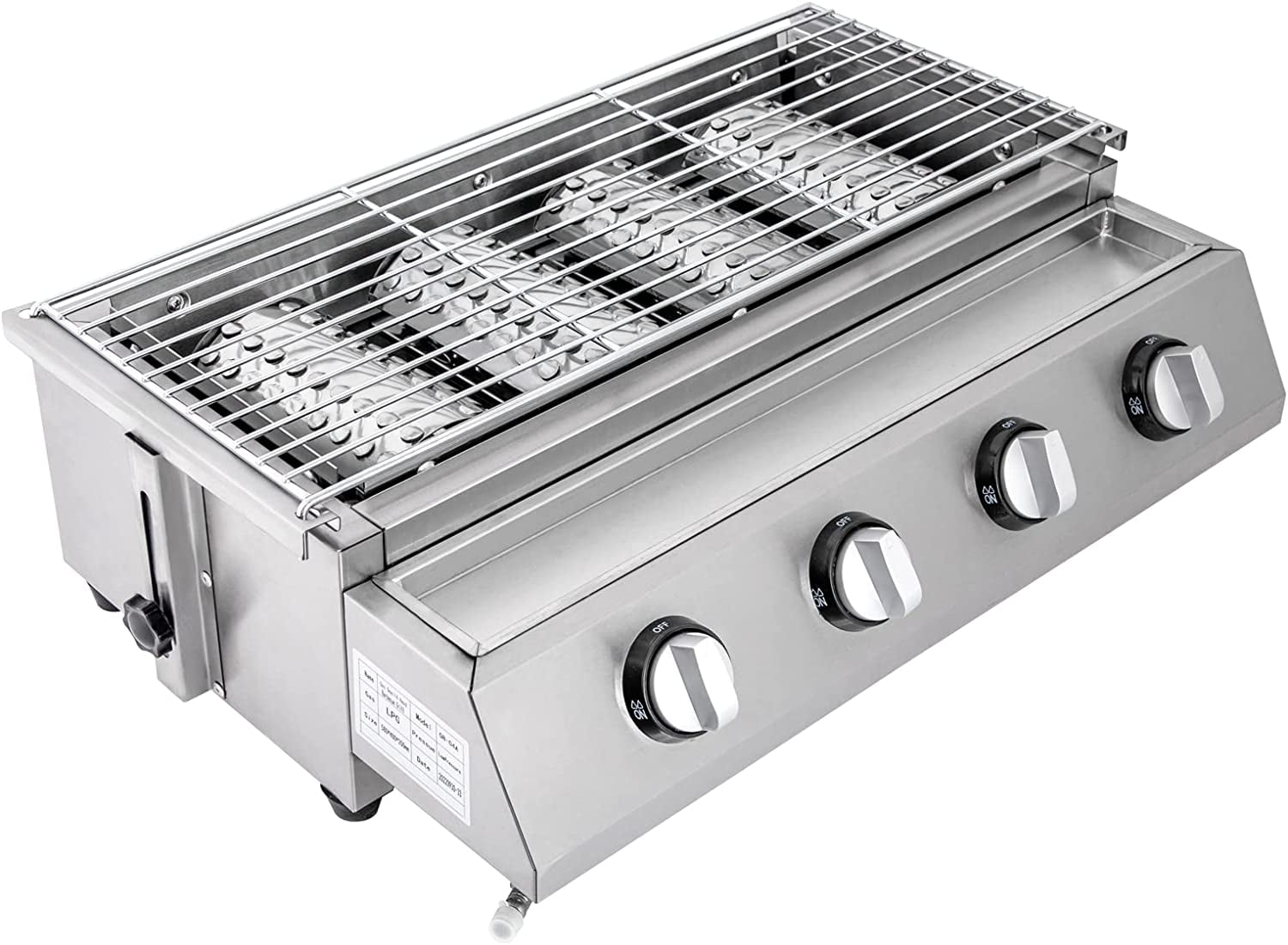 BBQ Grill, Portable Camping 4 Burner Stainless Steel Propane Gas Grill ...