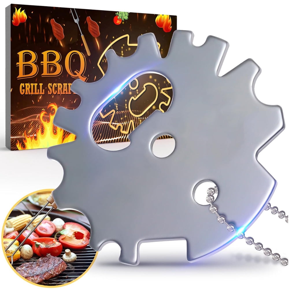 BBQ Grill Scraper - Bristle-Free Heavy Duty Steel Cleaner for Griddles ...