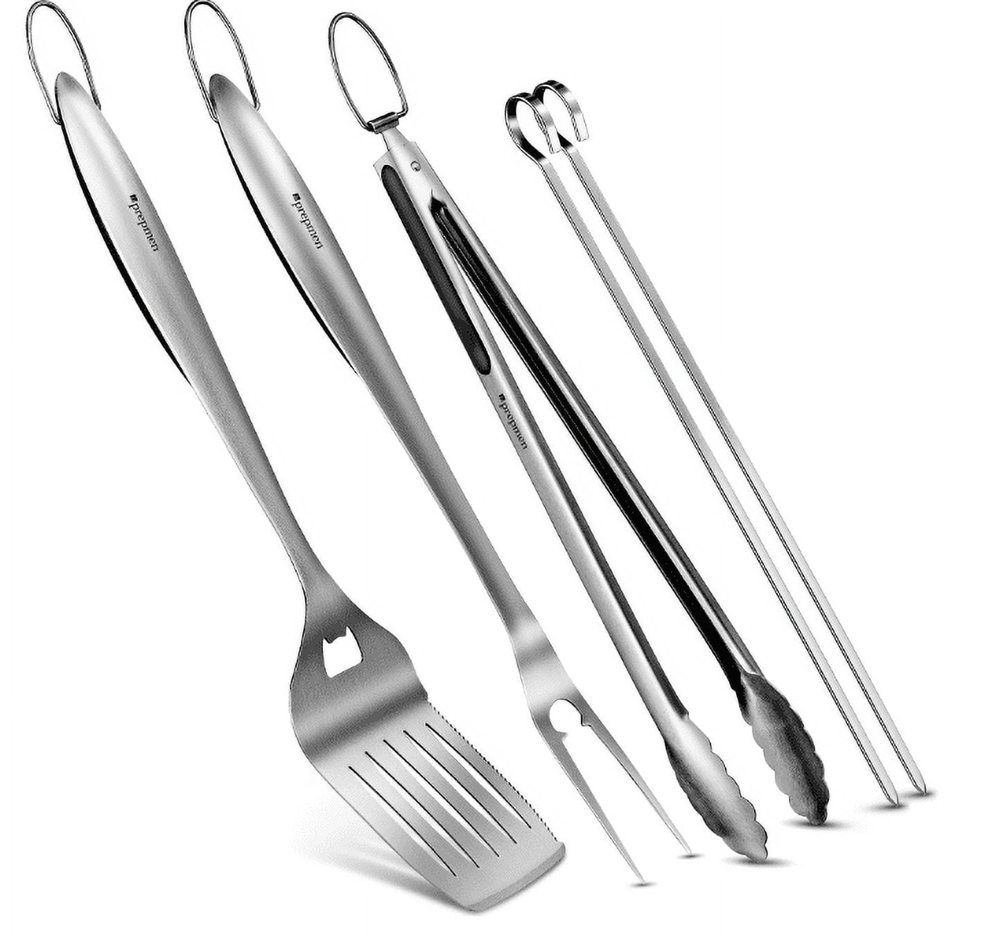 Prepman Stainless Steel BBQ Tool Set, 5pcs, Grill Accessories Kit ...