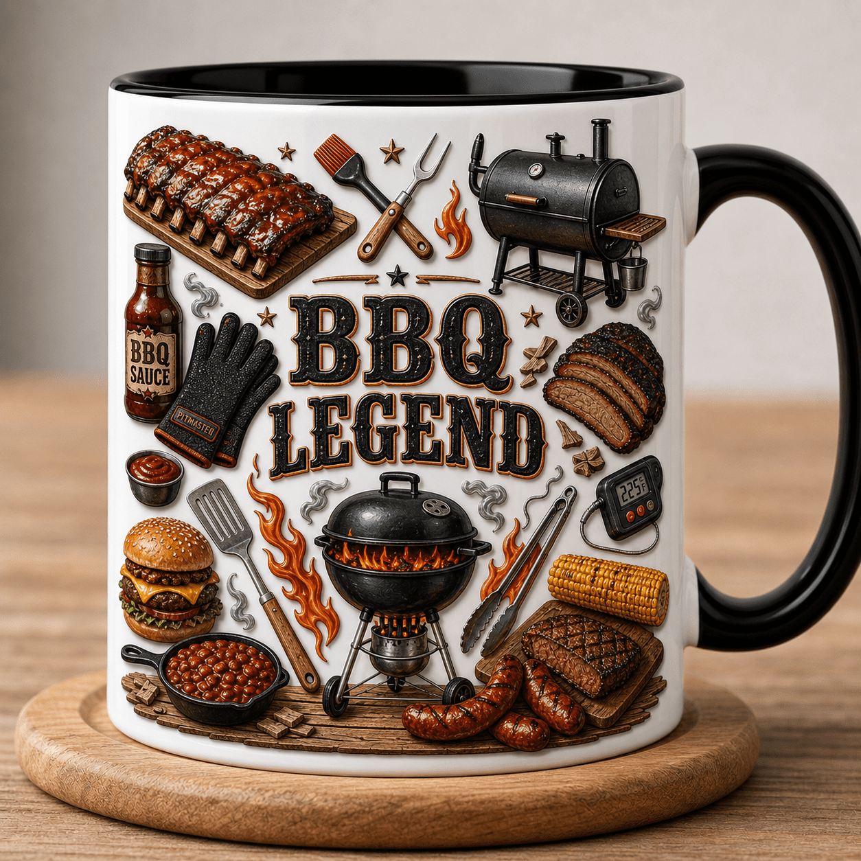 BBQ Legend Mug for Grill Master, Funny Barbecue Gift Coffee Mug for Dad ...